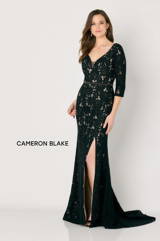 Cameron Blake CB789 Lace Evening Dress with Train – Mydressline