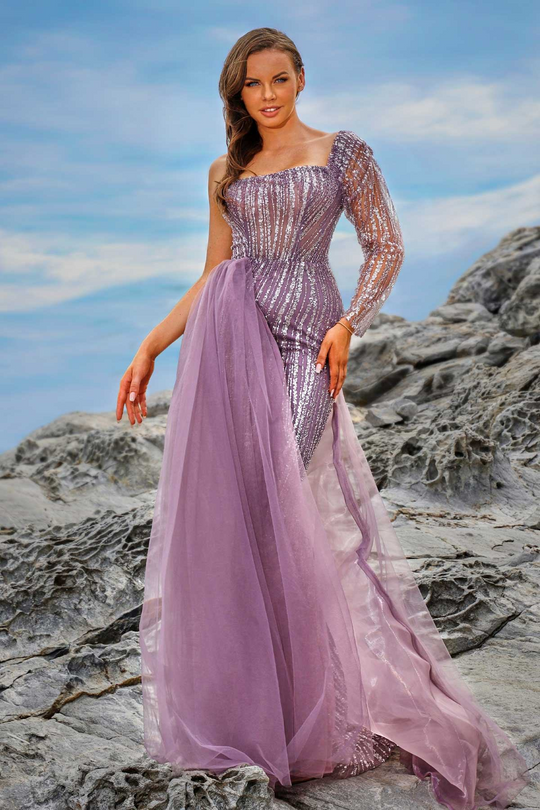 MNM Couture M1053: One-Shoulder Sequin Gown – Mydressline