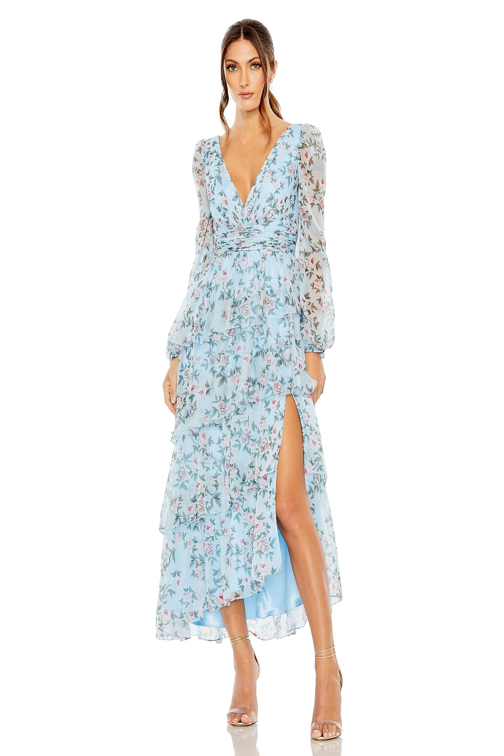 Mac Duggal 55880 Chiffon Cocktail Dress with Slit – Mydressline