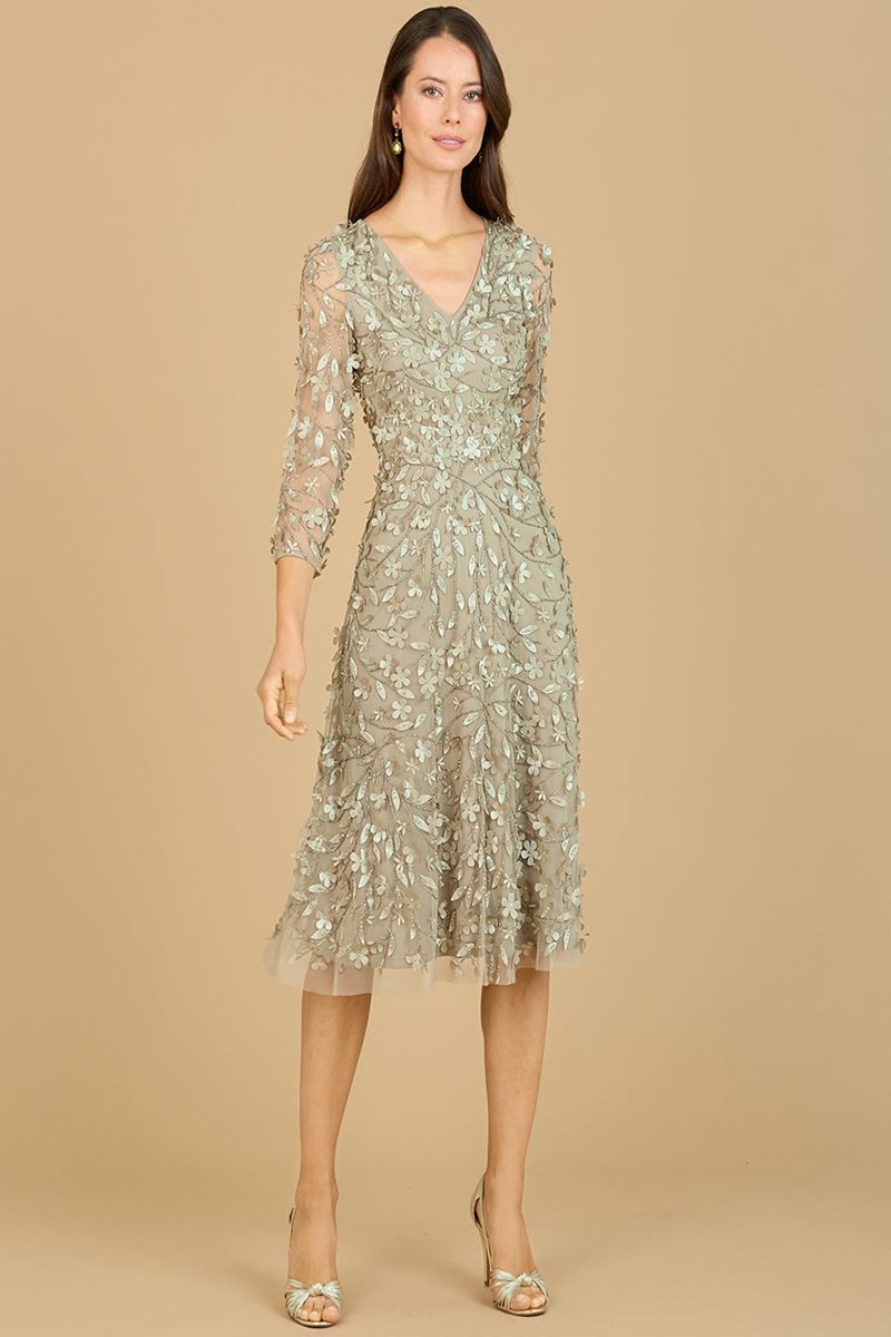 Sparkly Sequin A-Line Dress with V-Neckline and Embroidery – Mydressline
