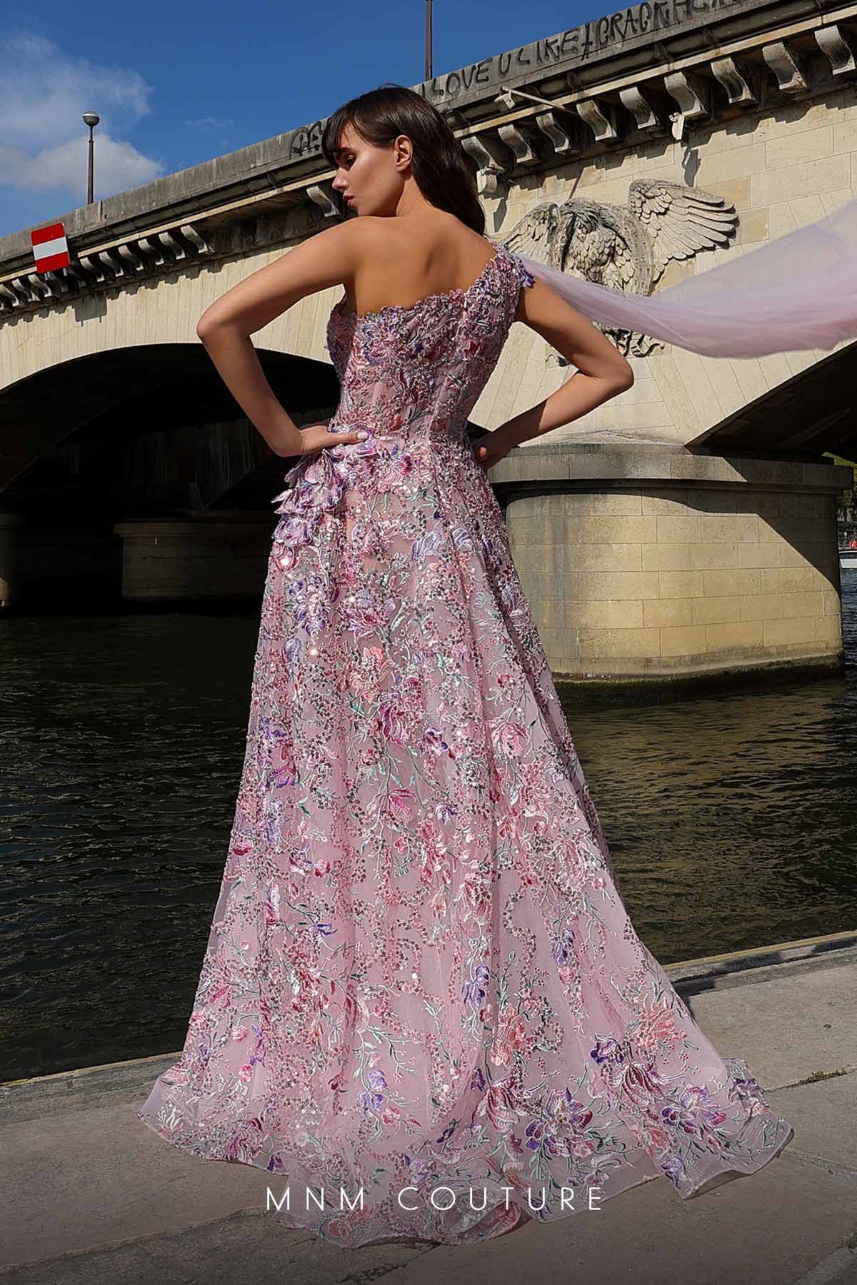 MNM Couture K4020 A-Line Evening Gown with Floral Accents – Mydressline
