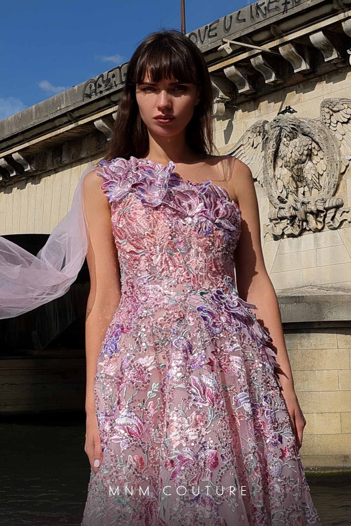 MNM Couture K4020 A-Line Evening Gown with Floral Accents – Mydressline